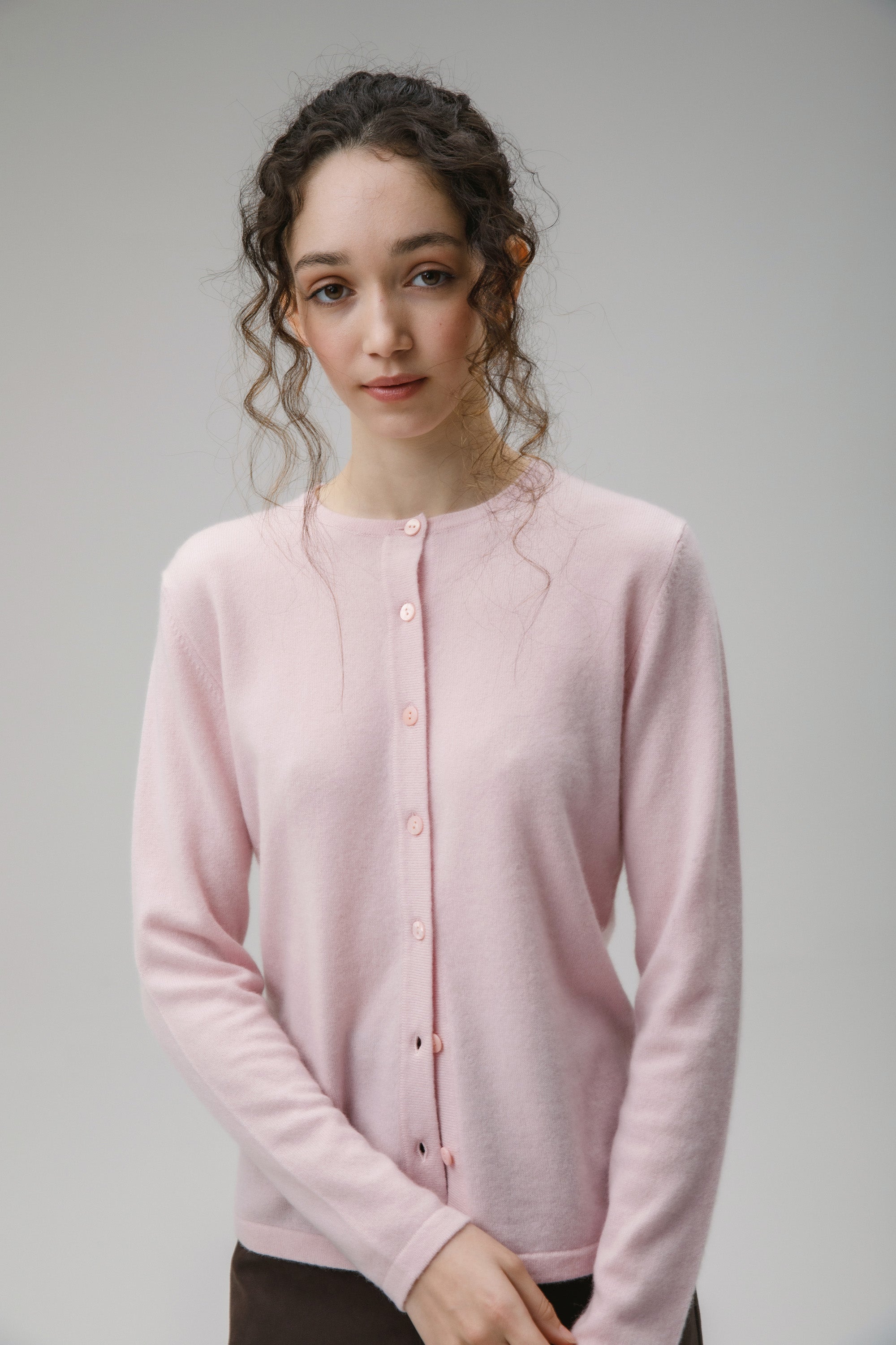Women's Cashmere High Button Cardigan - Pale Lilac – Kiltane