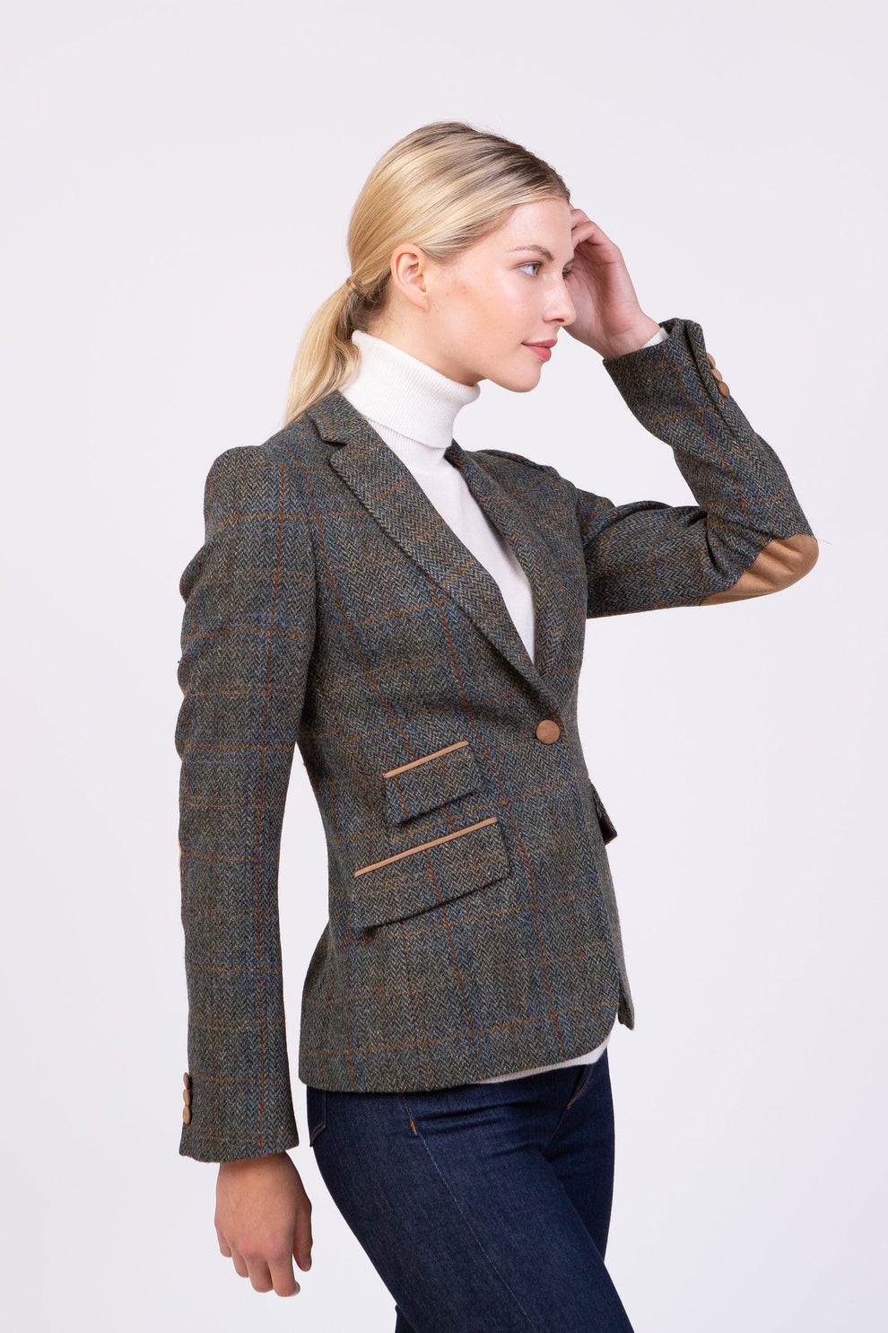 Women's Harris Tweed Janice Blazer - Dark Green Check – Kiltane
