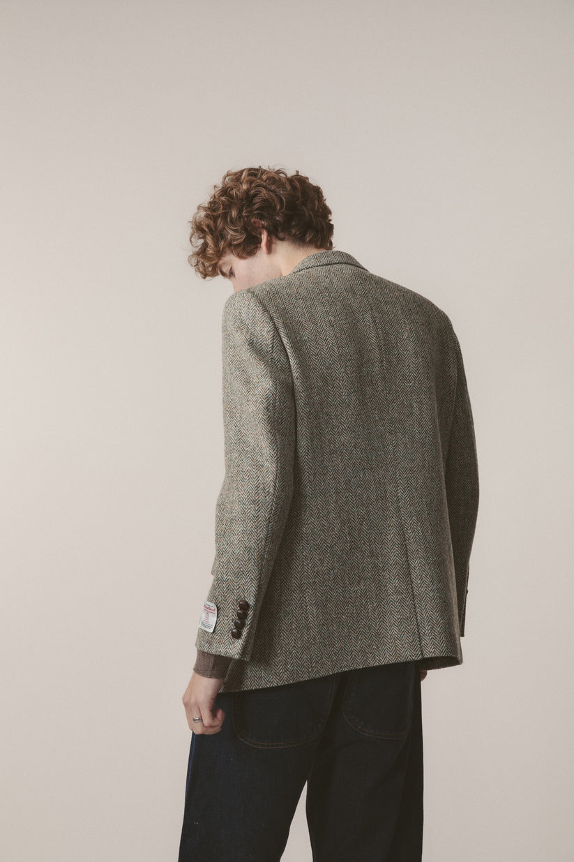 Men's Harris Tweed Finlay Jacket - Green Lovat Herringbone – Kiltane
