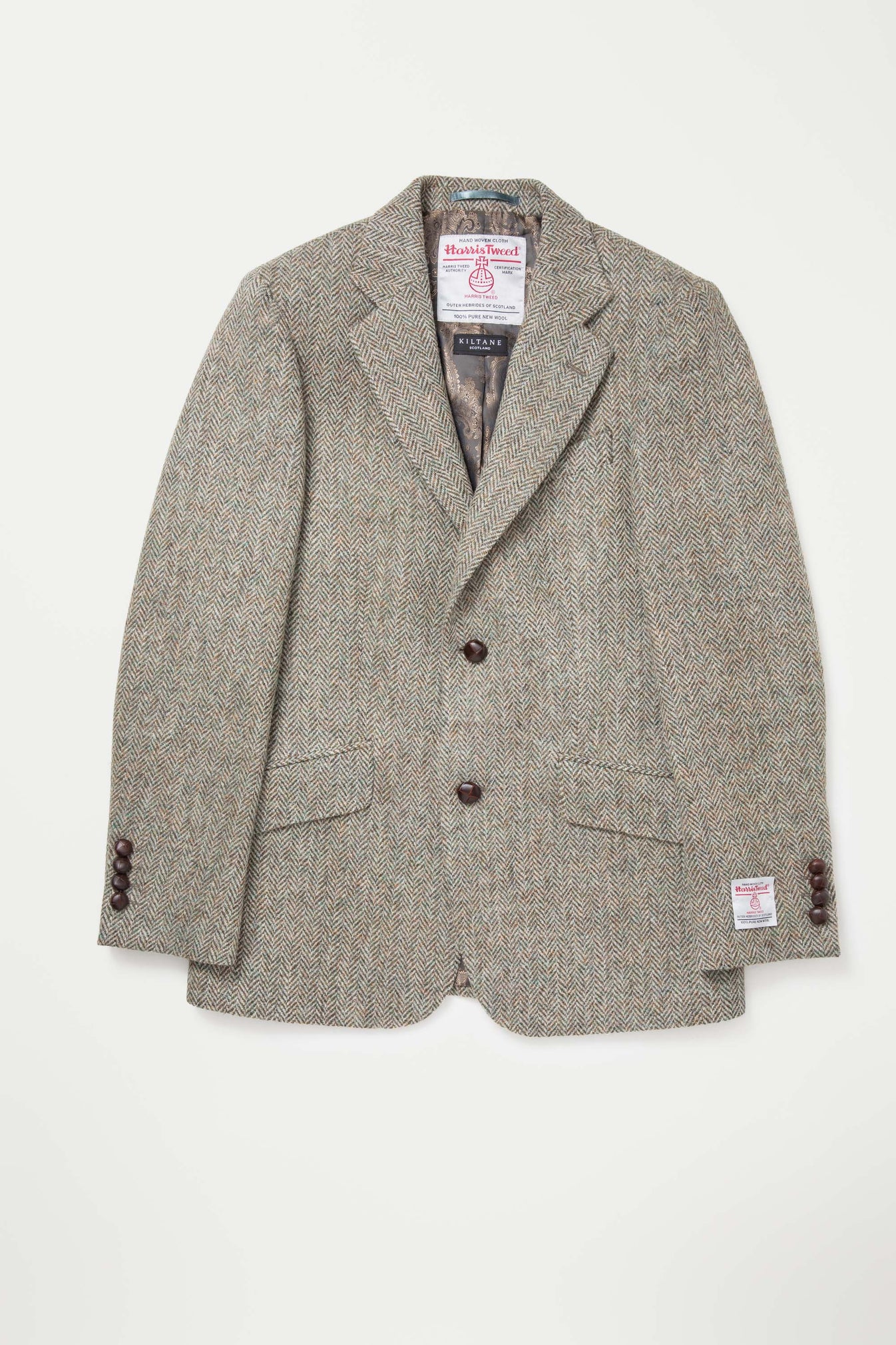 Men's Harris Tweed Finlay Jacket - Green Lovat Herringbone – Kiltane