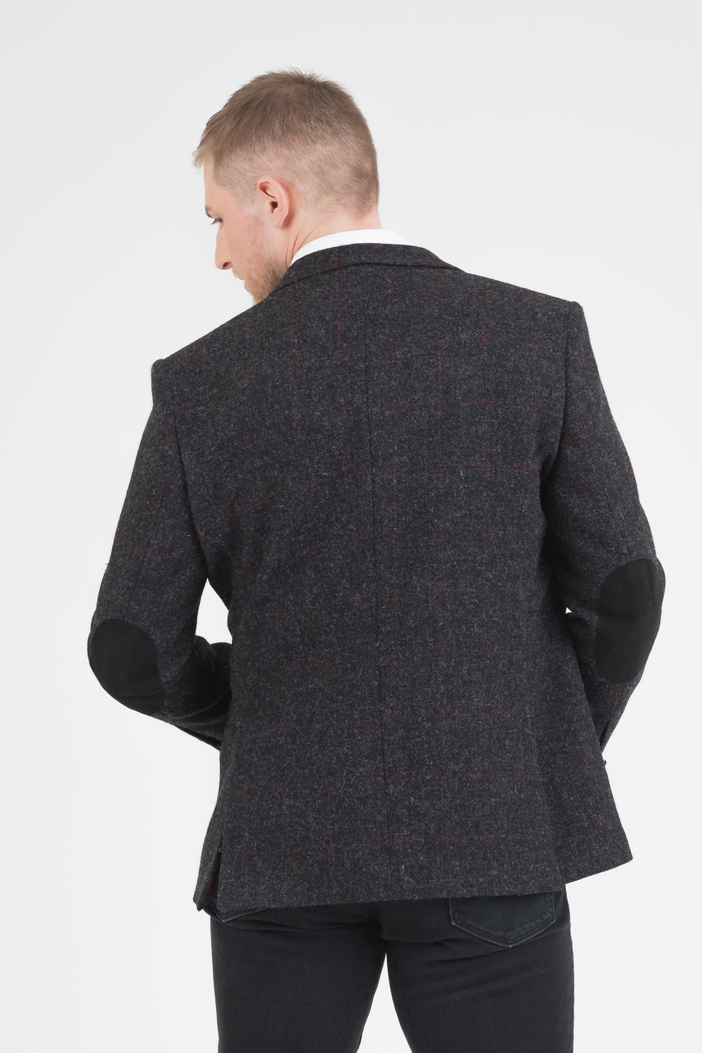 Men's Harris Tweed Patrick Jacket - Charcoal Red Check – Kiltane