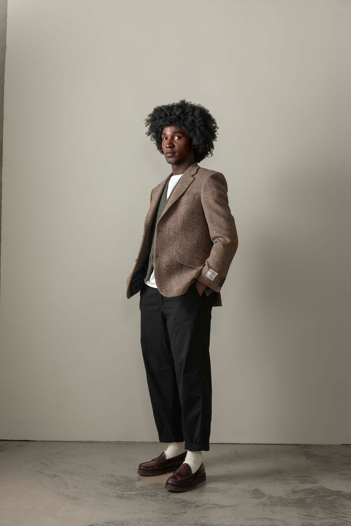 Men's Harris Tweed Patrick Jacket - Brown Blue Windowpane – Kiltane