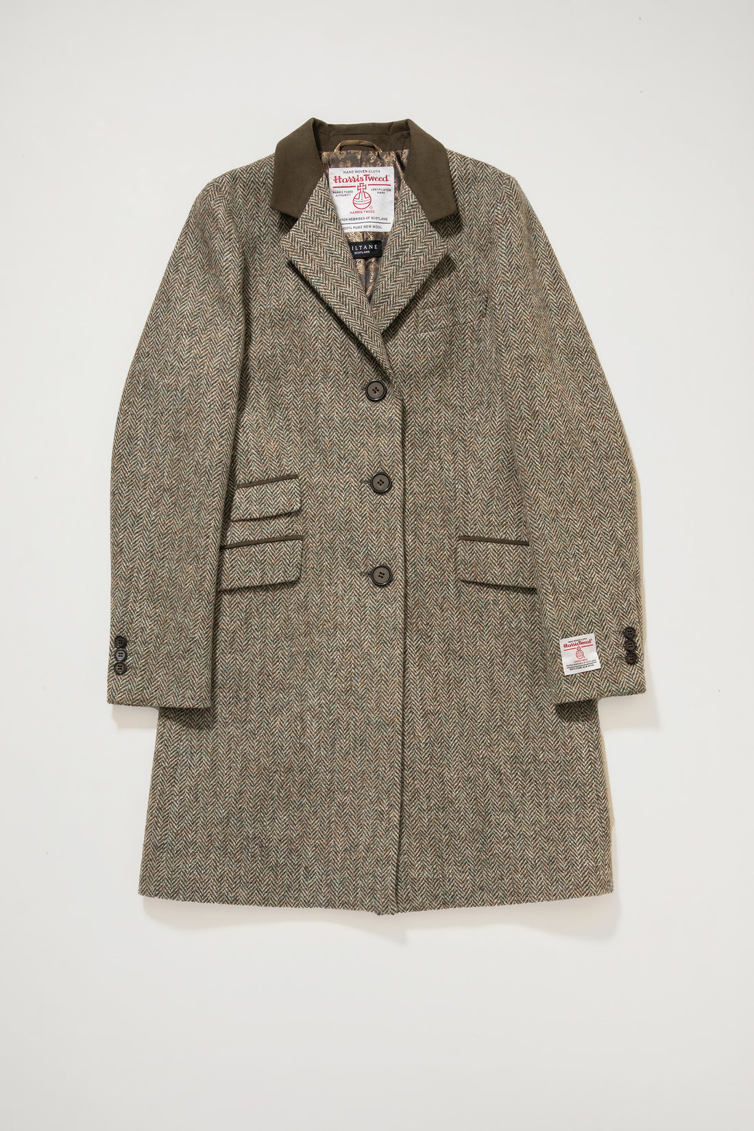 Women's Harris Tweed Tori Coat - Green Lovat Herringbone – Kiltane